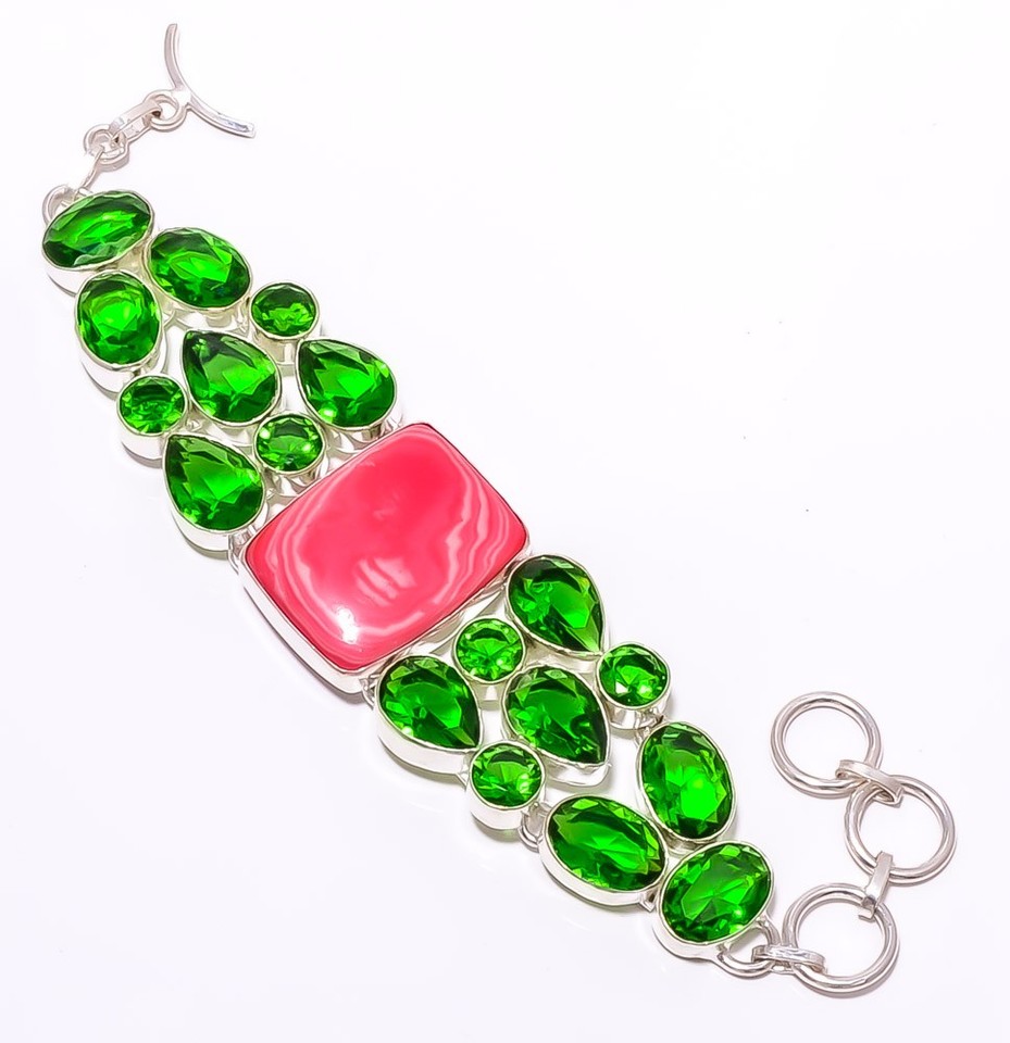 Red Turquoise & Peridot Silver Plated Bracelet 7-8" T2747, Christmas ...