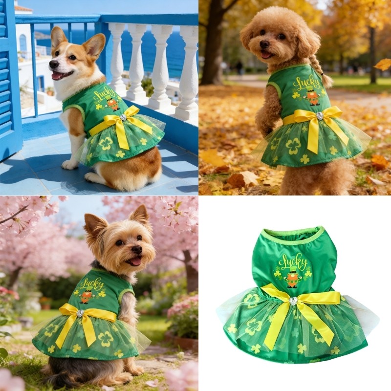 Pet Dress Shamrock Pullover Dog Skirt Cool Dress for Medium Dogs to ...