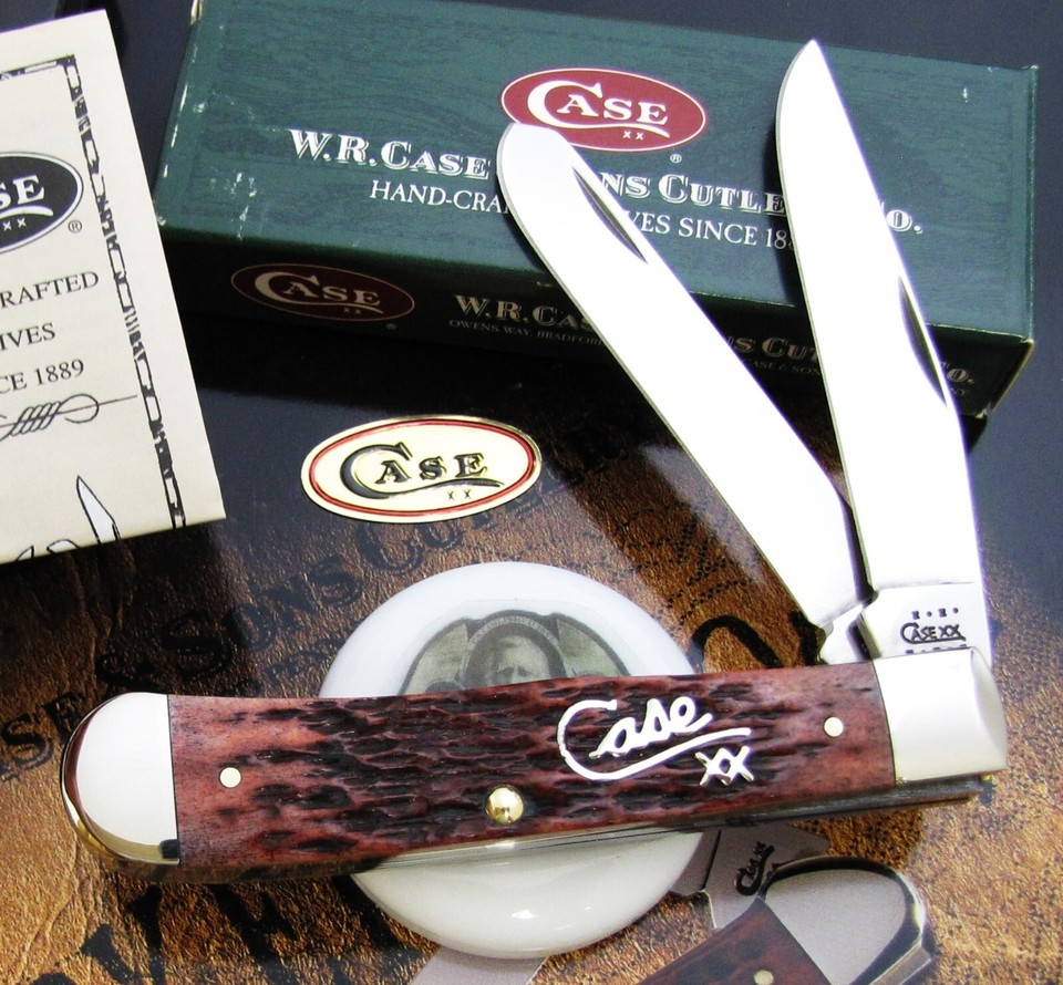 Case XX Silver Script Trapper Knife 2001 12-31-01 Shield 1 of 25 ULTRA ...