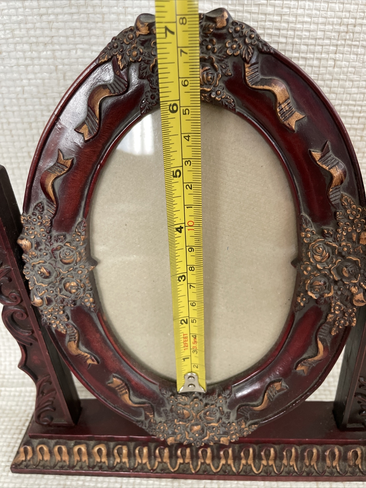 Vintage Ornate Red Oval Swivel Faux Wood Picture Frame | eBay