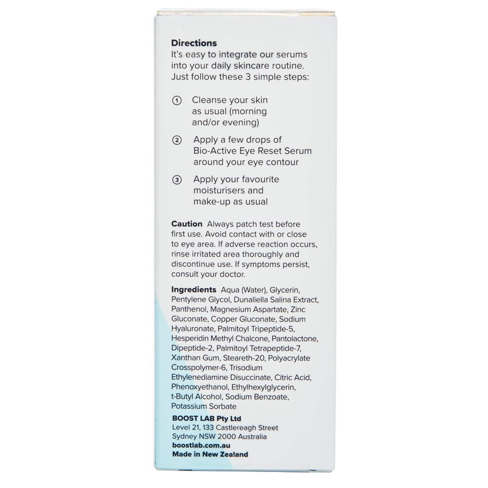 Boost Lab Bio-Active Eye Reset Serum 30mL Dark Circles Wrinkles Lines ...