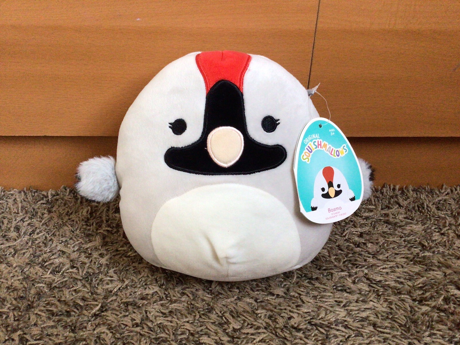 Squishmallow Kellytoy Plush Basma The Whooping Crane Bird Gray Red 8 ...