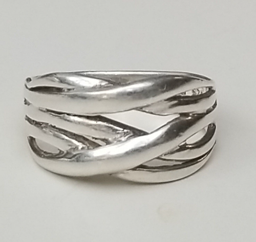 Vintage Signed FAS Sterling Silver 925 Weaved Textured Ring- Size 6 | eBay