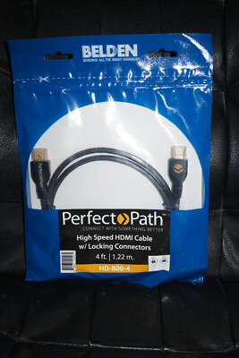 BELDEN PERFECT PATH HIGH SPEED HDMI CABLE W/ LOCKING CONNECTORS 4' HD ...