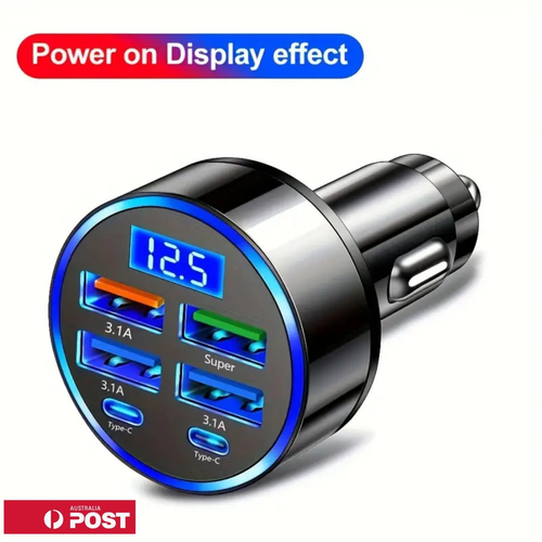12V 6 Ports Car Cigarette Lighter Socket Dual USB 3.1 Fast Charger ...
