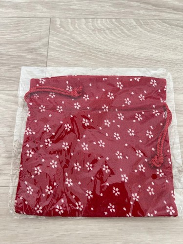 Japanese Chirimen Drawstring Pouch Red Sakura Pattern Kinchaku Bag ...