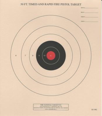 B-3 w/Red Center [B3(RC] 50 Foot Timed & Rapid Fire Target (100) Tag ...