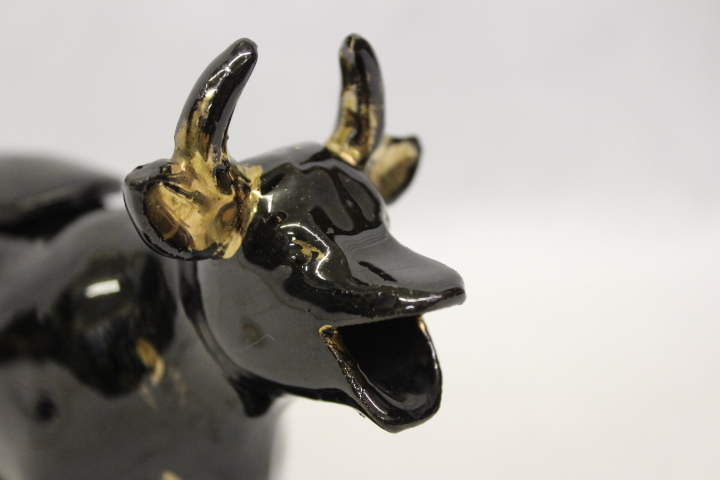 Antique 19th Century English "Jackfield" Type Cow Creamer With Original ...