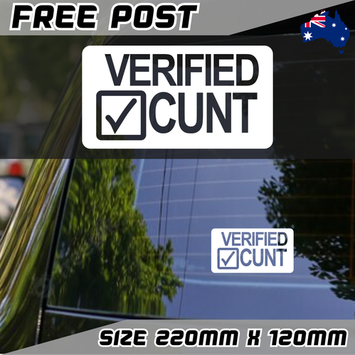 Verified C*nt Sticker Decal Car Window Funny Rude Aussie Meme Bogan ...
