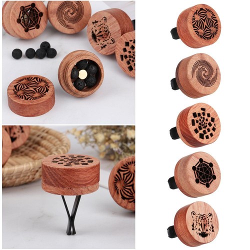 Car Aromatherapy Clip Wooden Essential Oil Car Diffuser Carved ...