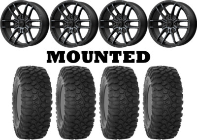 Kit 4 System 3 XC450 Tires 32x10-15 on MSA M43 Fang Matte Black Wheels ...