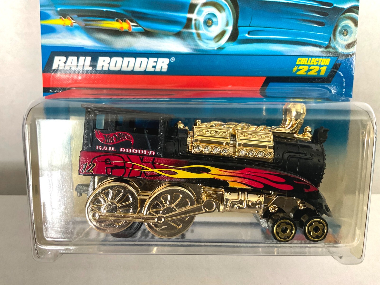 Hot Wheels 2000 Collector #221 Rail Rodder Black Red Yellow Flames Gold ...