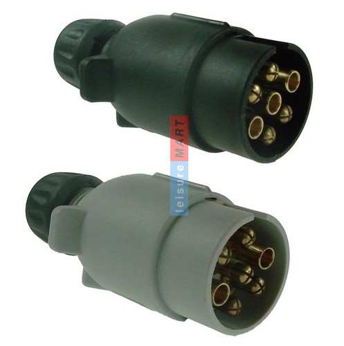 12N & 12S 7 Pin Plastic Plugs Grey and Black for Caravans 12 Volt 12 N ...