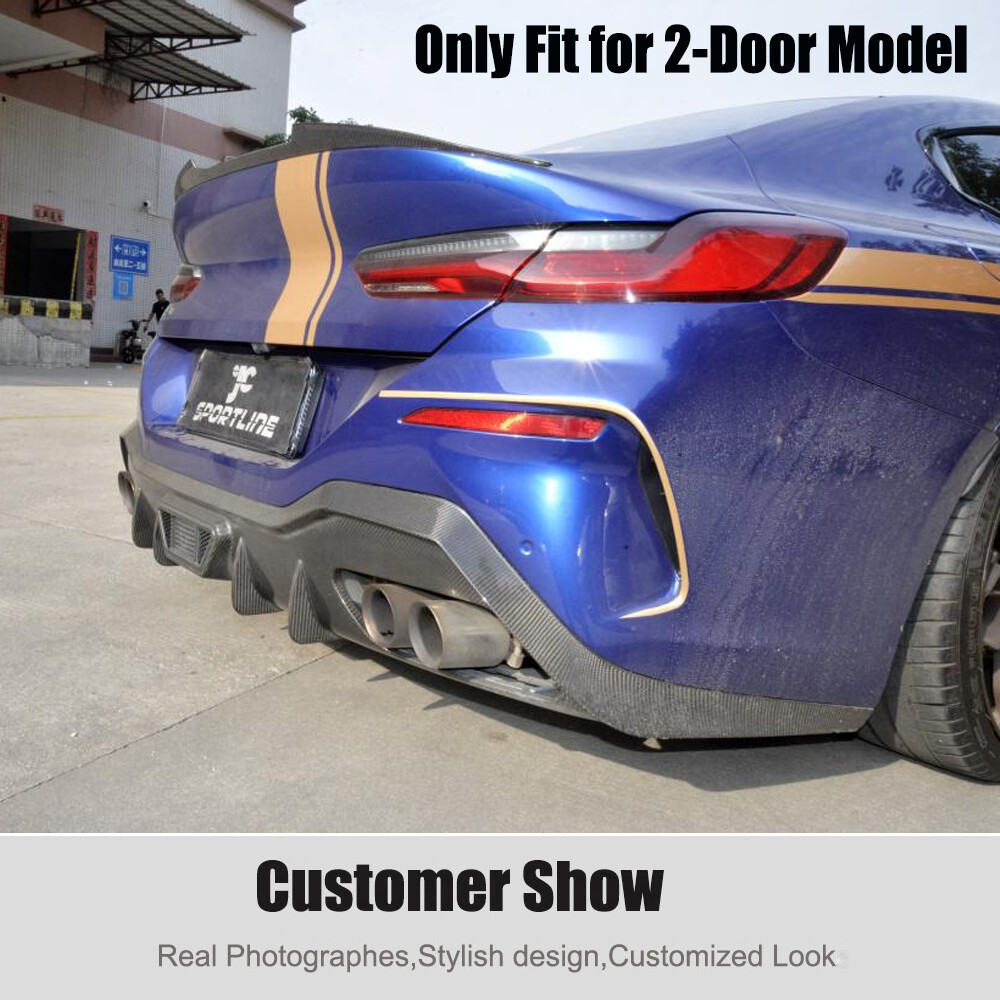 For BMW 8 Series G14 G15 M850i 2-Door Dry Carbon Fiber Rear Bumper Lip ...