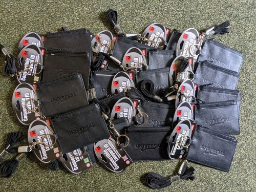 LOT Of 18 Mundi Blk Leather Convertible ID Lanyard Key Ring Embossed ...