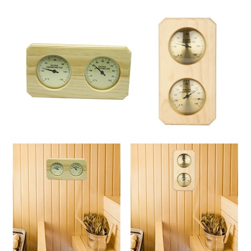 Wooden Thermometer Hygrometer,Sauna Hygrothermograph Hanging Gauge ...