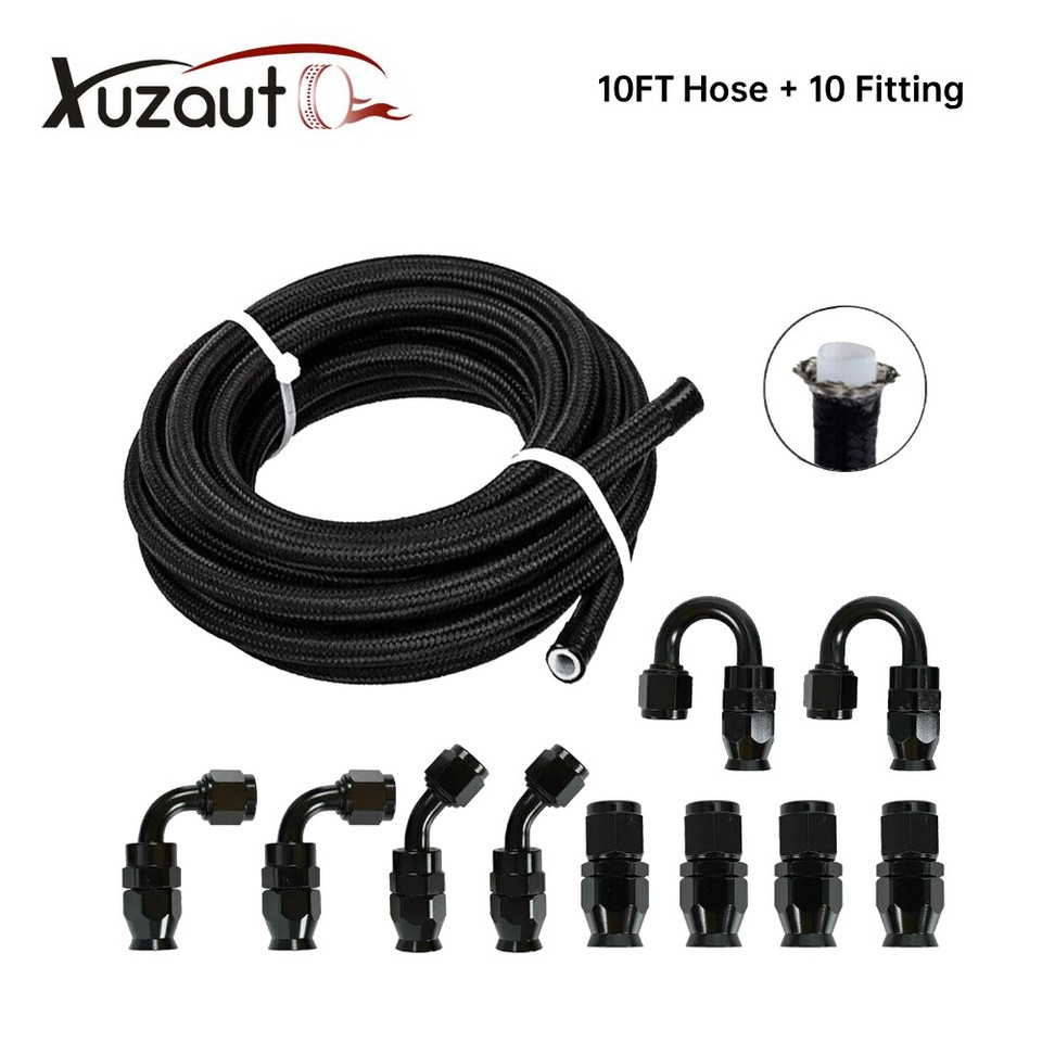 4AN-6AN-8AN-10AN Nylon Braided PTFE Fuel Line 10FT 20FT with 20 Fitting ...