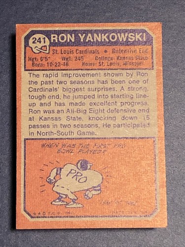 1973 TOPPS RON YANKOWSKI #241 ST LOYIS CARDINALS FOOTBALL CARD | eBay