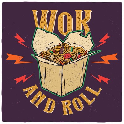 Wok & Roll Funny Fast Food Vinyl Sticker Decal | eBay