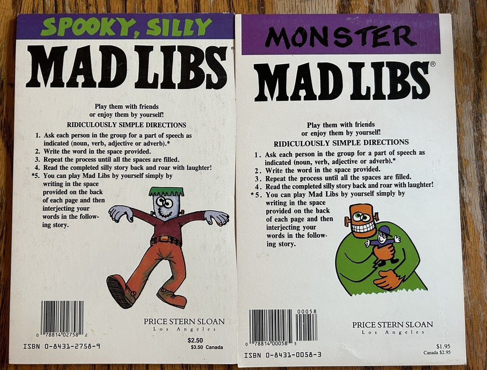 Vintage Mad Libs Halloween Books NEW Spooky, Silly, Monster NEW ...