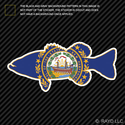 New Hampshire State Flag Bass Sticker Vinyl largemouth sport fishing ...