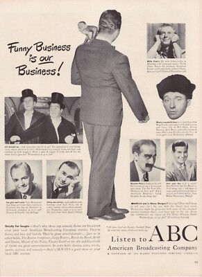 Print Ad ABC Radio 1947 Abbott Costello Groucho Marx Full Page 10.5"x13 ...