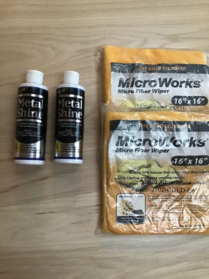 TWO Metal SHINE Polish,8-Oz PLUS TWO Free Microfiber Cloth Clean Shine ...