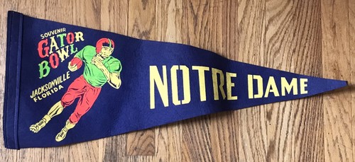 Vintage 1976 Notre Dame Fighting Irish Gator Bowl Pennant Banner Flag ...