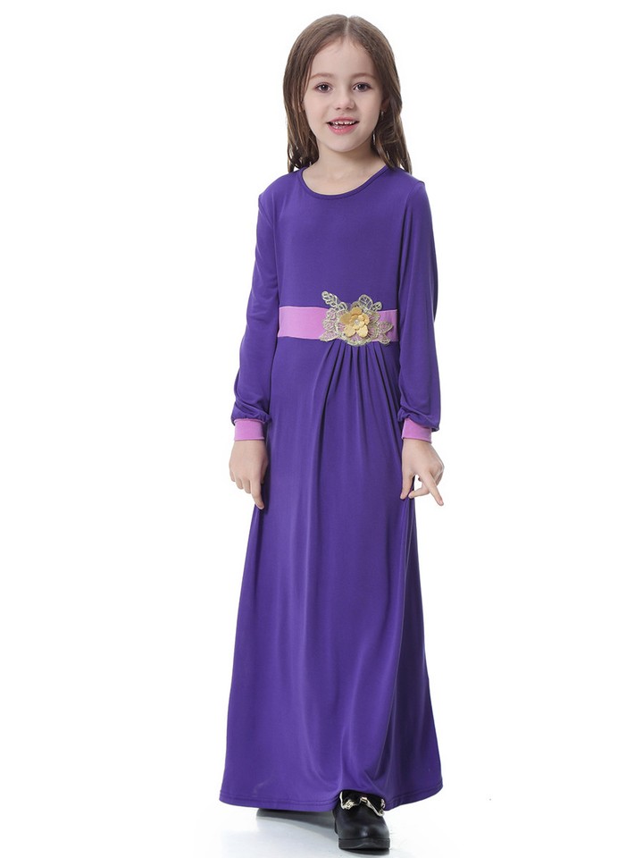 Muslim Child Girls Abaya Long Dress Burka Prayer Maxi Kaftan Robe Arab ...