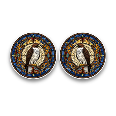 2x Small Falcon Wild Bird Stained Glass Window Opaque Vinyl Sticker ...