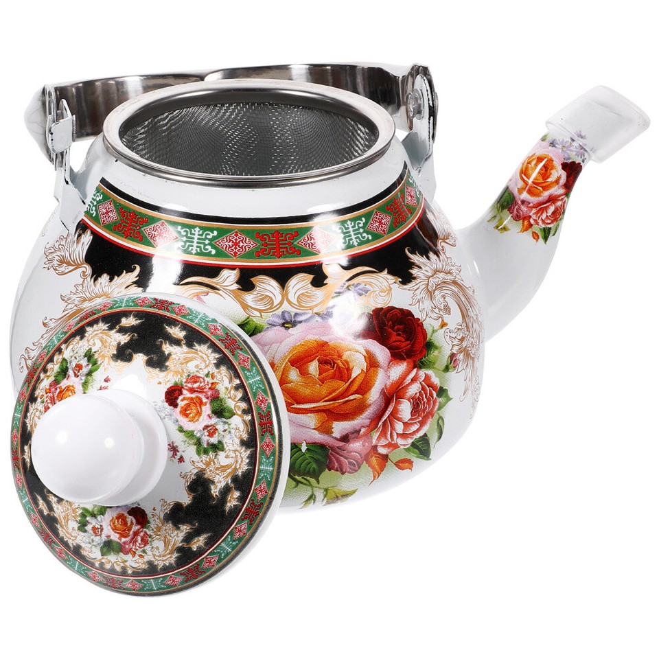 Enamel Kettle Floral Pattern Tea Kettle Stovetop Decorative Teapot Tea ...