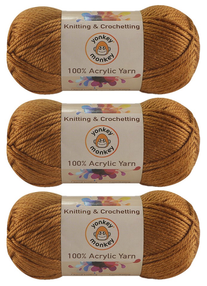 3-Pack Premium Acrylic Fancy Yarn by Yonkey Monkey. Great for Knitting ...