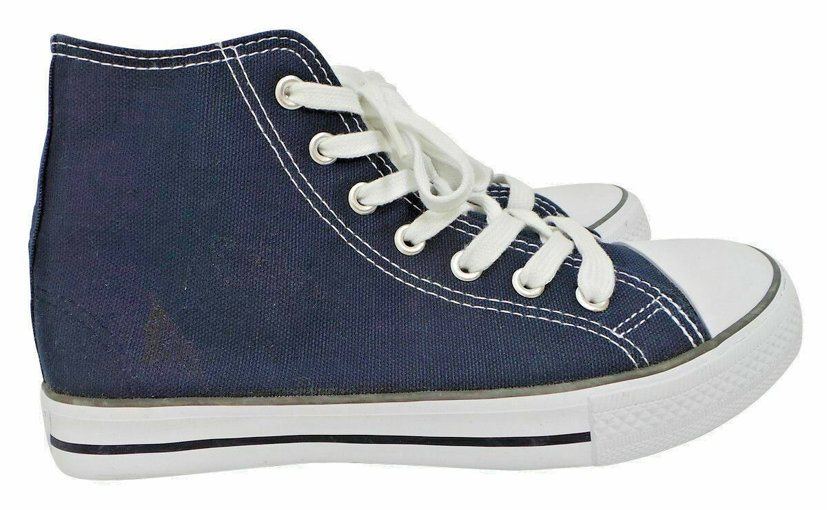 NEW CHILLI PEPPER NAVY or RED CANVAS HI TOP BASEBALL ANKLE BOOTS ...