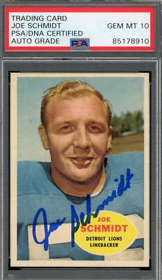 Joe Schmidt Gem Mint 10 PSA DNA Signed 1960 Topps Autograph | eBay