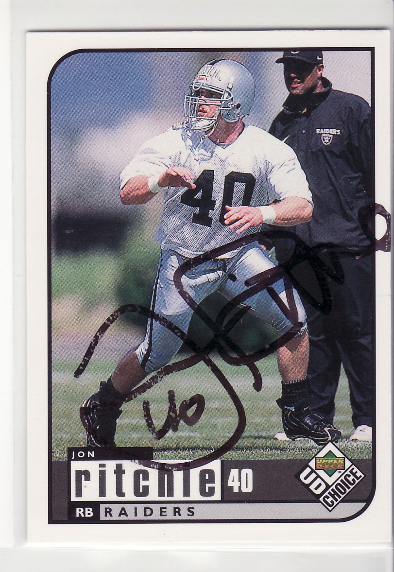JON RITCHIE OAKLAND RAIDERS SMEARED STANFORD UNIVERSITY AUTOGRAPHED ...