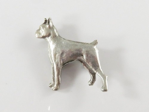 Vintage Silver Medal Cast Boxer Dog Brooch 1 3/8" x 1 1/4" Costume ...