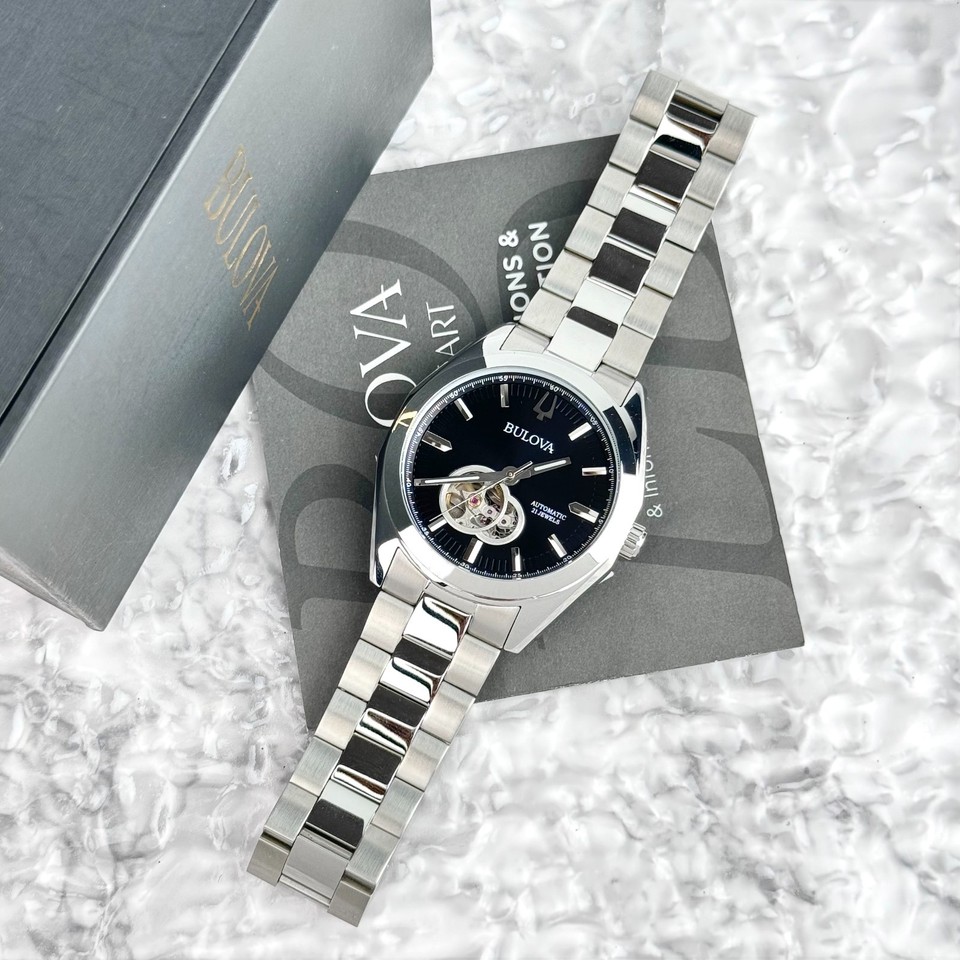 Bulova Surveyor Automatic Black Dial Silver Stainless Steel Men's Watch ...