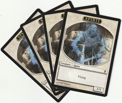 4 MAGIC The Gathering SPIRIT White Creature Tokens PLAYSET CNS/EN NM/EX ...