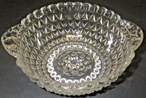 Antique EAPG Pattern Glass SHOVEL Clear fruit Bowl 5" 1894 triangle tab ...