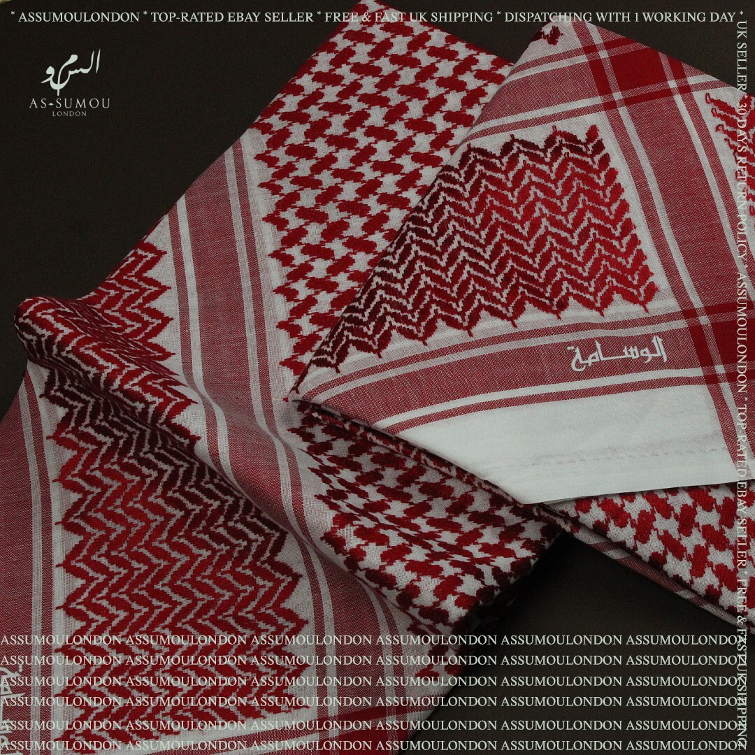 Very Rare Authentic Dark Red and White Retro Style Saudi Shemagh Cotton ...