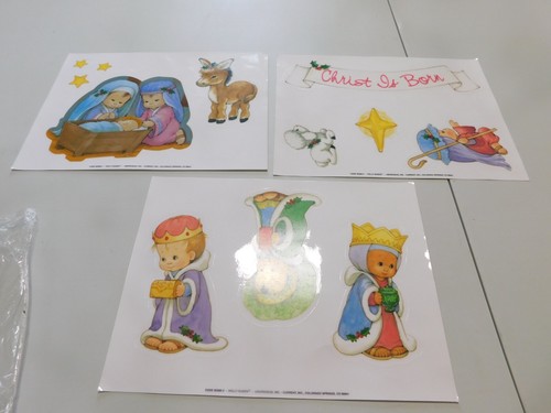 Vintage Holly Babes Current Inc Morehead Nativity Window Decals Vinyl ...