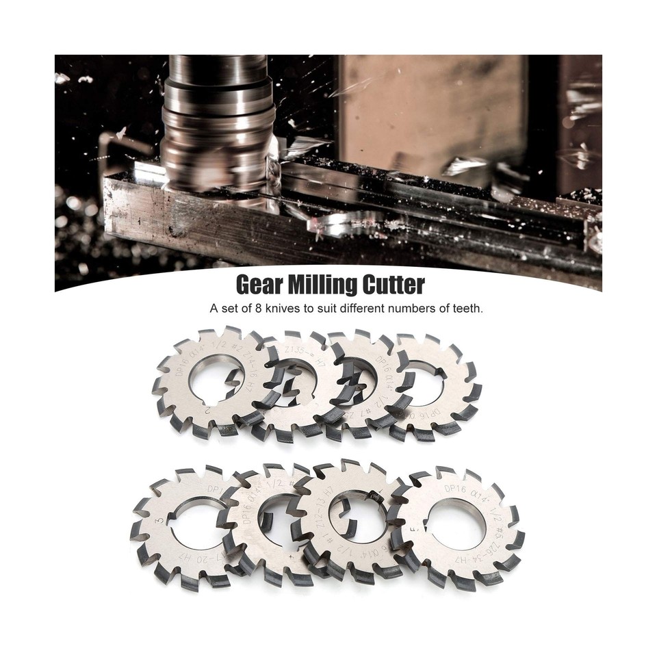 Involute Gear Milling Cutter, 8Pcs Involute Gear Milling Cutter Set ...