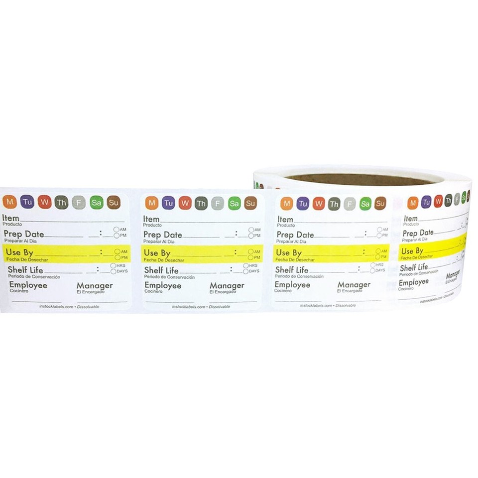 Dissolvable Shelf Life Stickers, 2 x 2 Inches in Size, 500 Labels on a ...