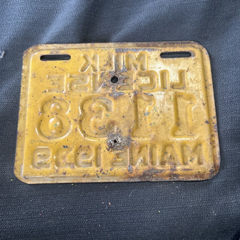 1939 Maine Milk License Plate #1138 | eBay
