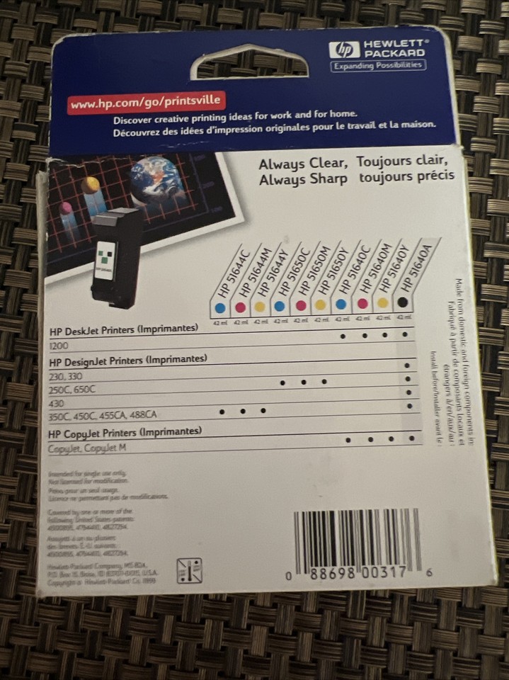 Genuine Original OEM HP 51640A Black Ink Cartridge DeskJet 1200 ...