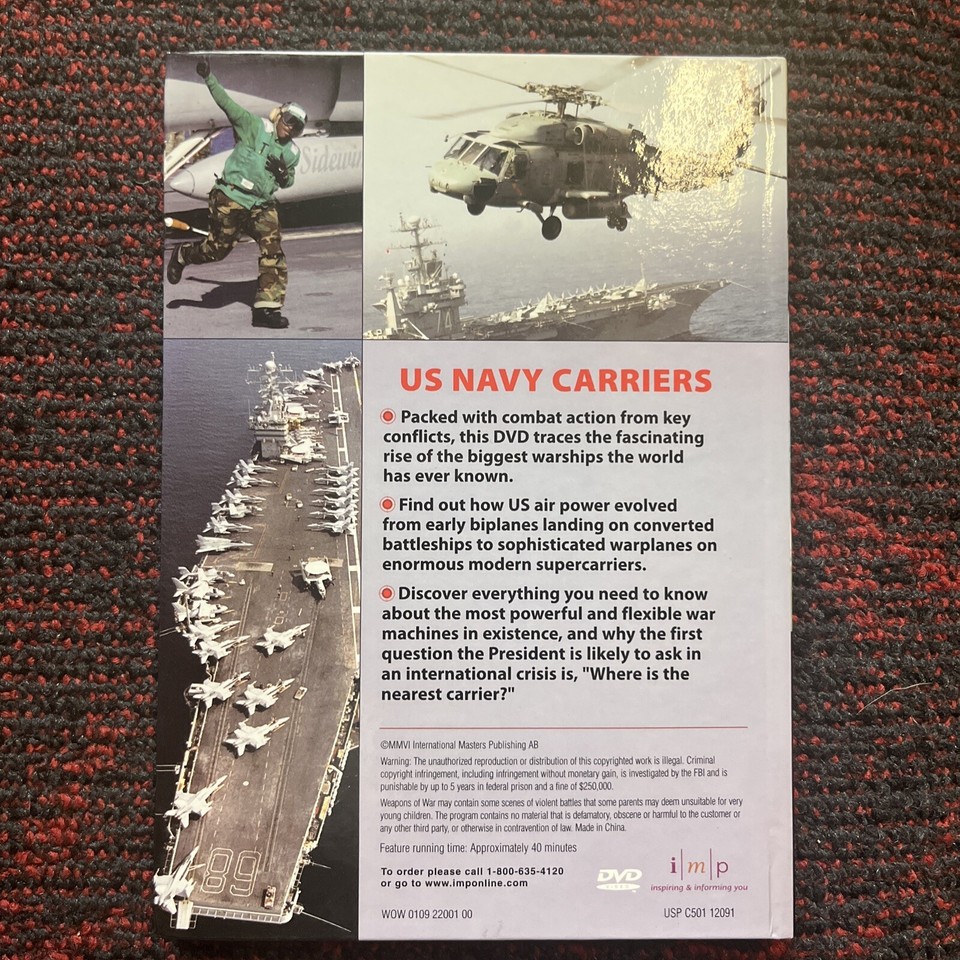 US Navy Aircraft Carriers Weapons of War Military Documentary DVD New ...