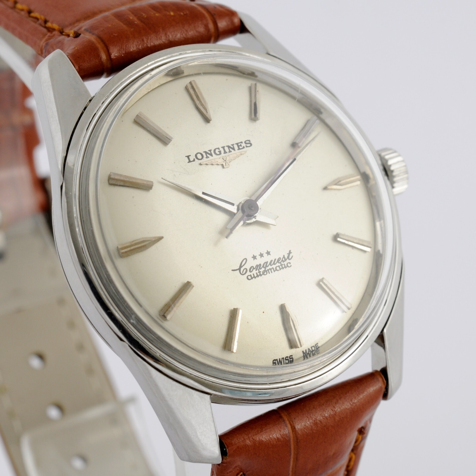 AUTHENTIC 1960 LONGINES CONQUEST SWISS AUTOMATIC STEEL GOLD FISH ...