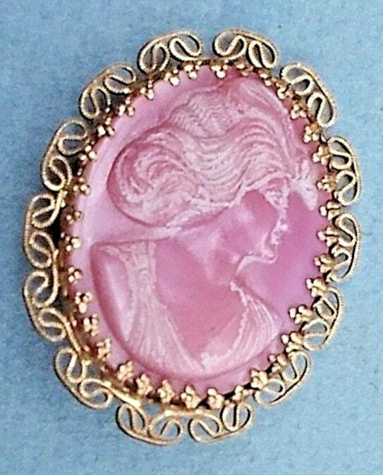 Antique Burmese Pink Lavender Cameo Glass Raised Fili… - Gem