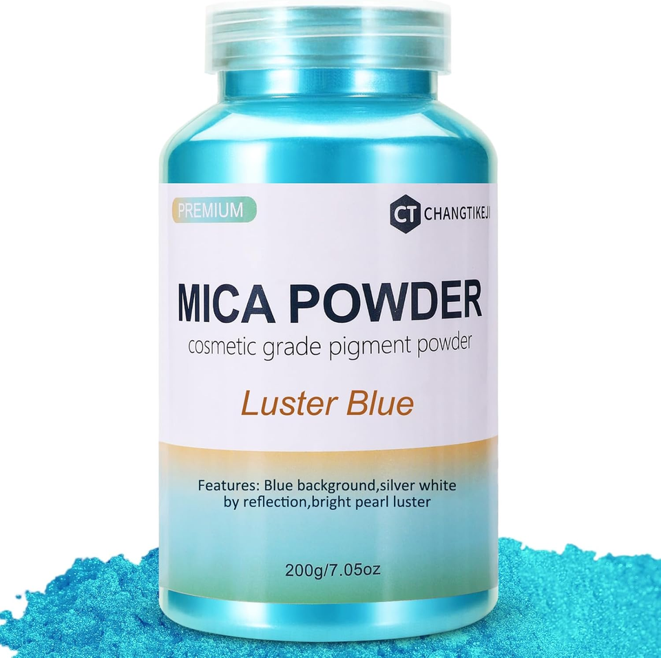 Mica Powder,7.05OZ（200g）,Luster Blue Mica Powder Pigment for Epoxy ...