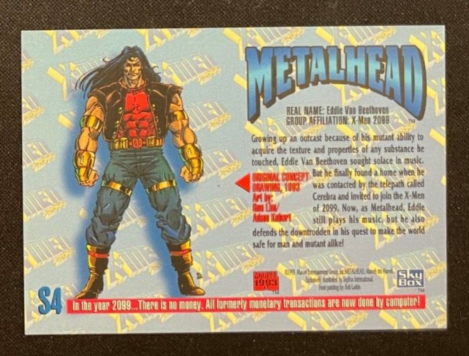 1993 SkyBox Marvel Masterpieces X-Men 2099 Metalhead Dyna-Etch Card #S4 ...